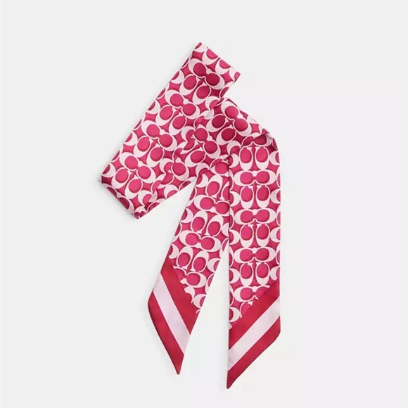 Coach | Accessories | Coach Signature Print Silk Skinny Scarf | Poshmark